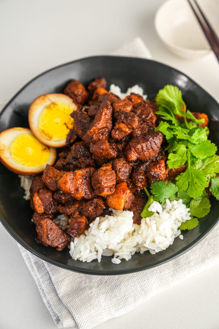 Taiwanese Braised Pork Rice (Lu Rou Fan) - One Happy Bite