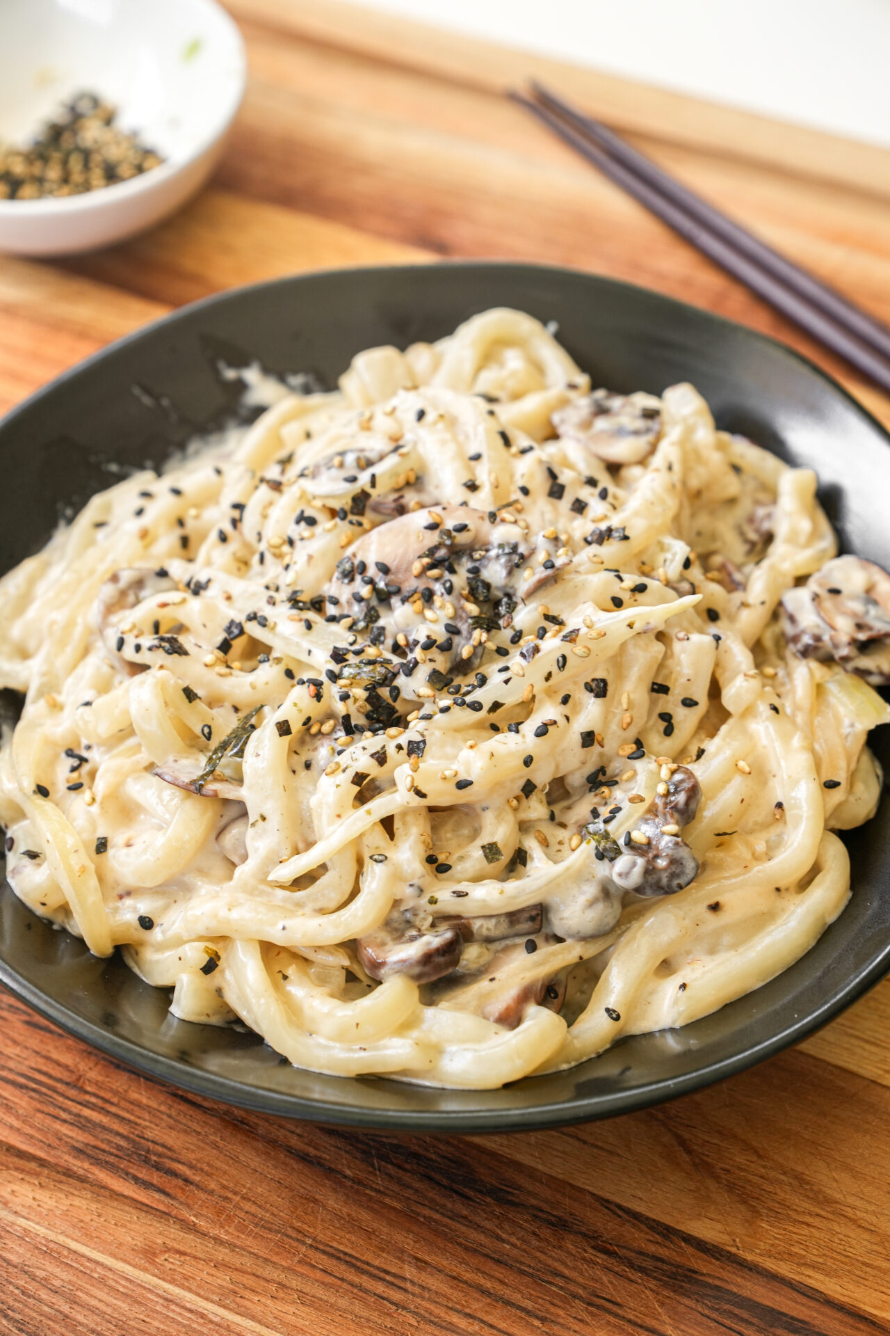 Creamy Miso Mushroom Udon - One Happy Bite